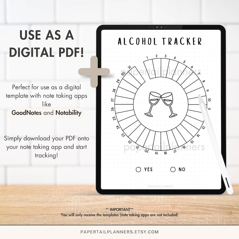 Alcohol Tracker Printable Journal Page Planner Page Monthly Tracker ...