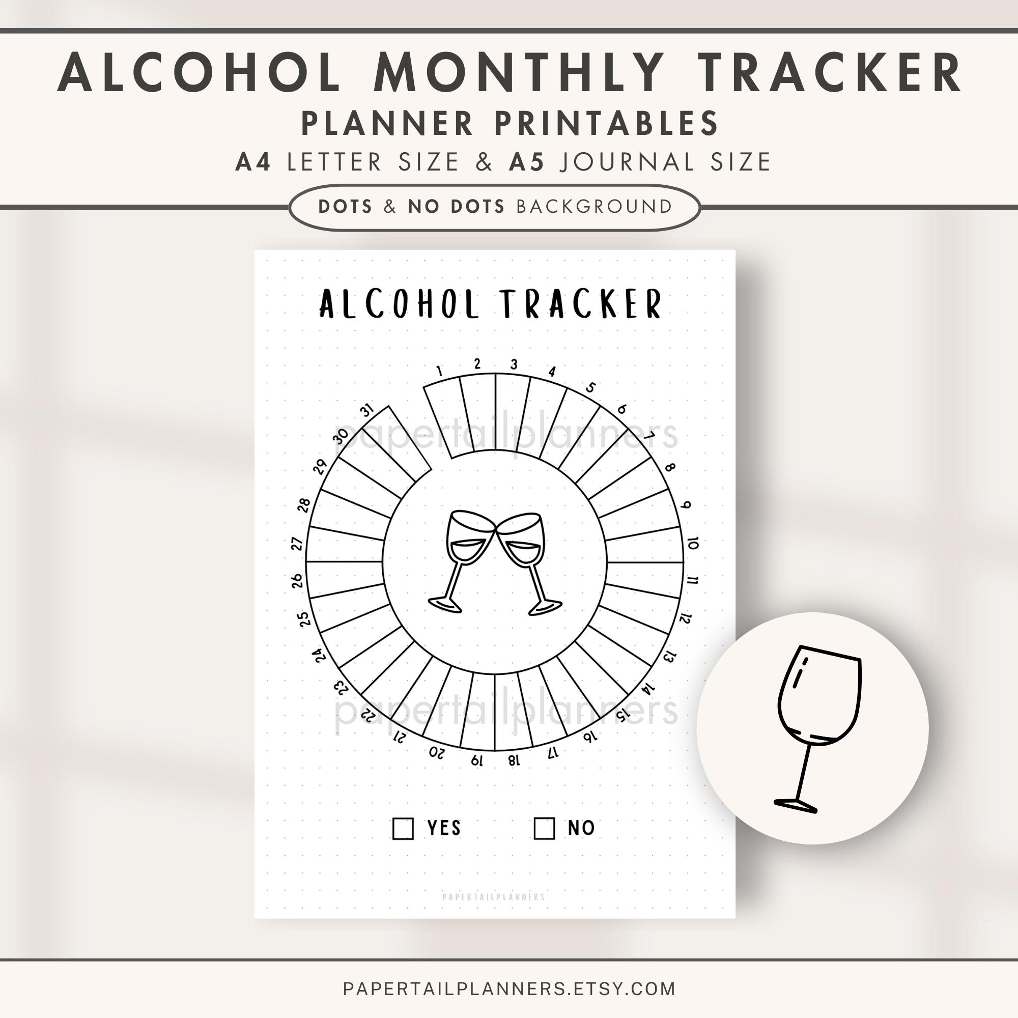 Alcohol Tracker | Printable Journal Page | Planner Page | Monthly ...