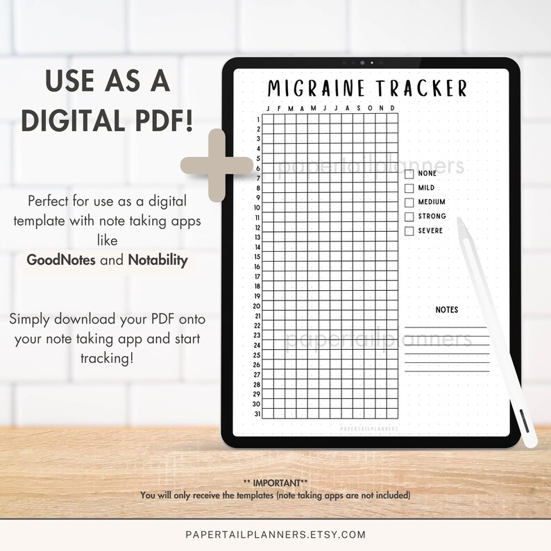 Migraine Tracker | Printable Journal Page | Planner Page | Headache ...
