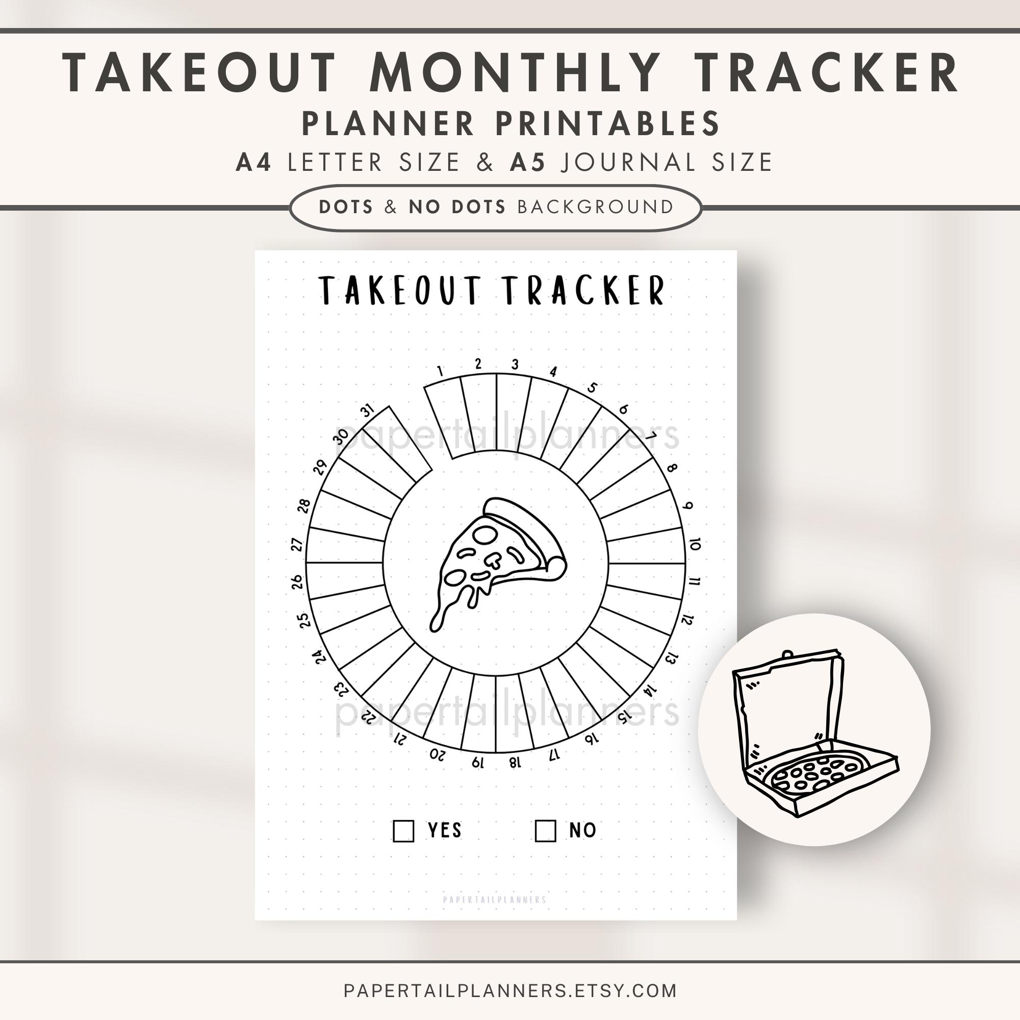Takeout Tracker | Printable Journal Page | Food Log | Eating Tracker ...
