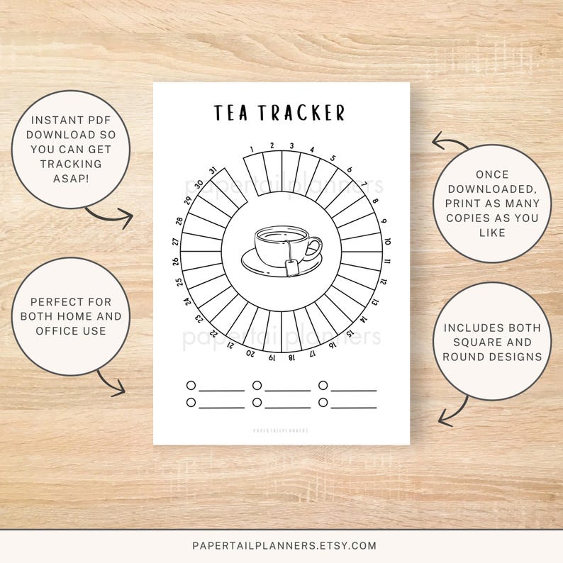 Tea Tracker | Printable Journal Page | Planner Page | Caffeine Tracker ...
