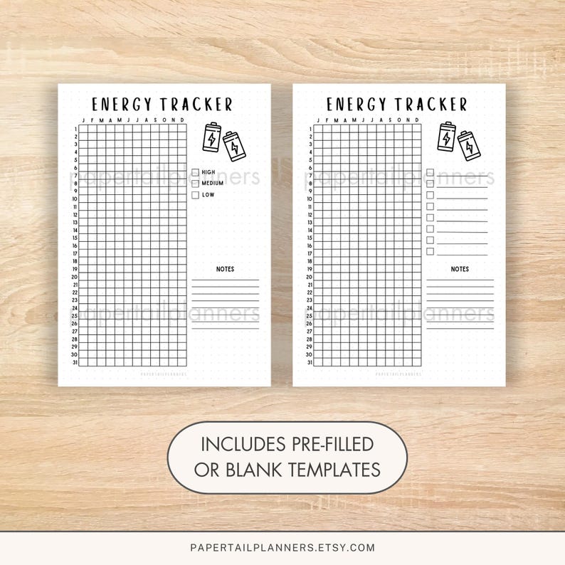 Energy Tracker | Printable Journal Page | Planner Page |daily Tracker ...