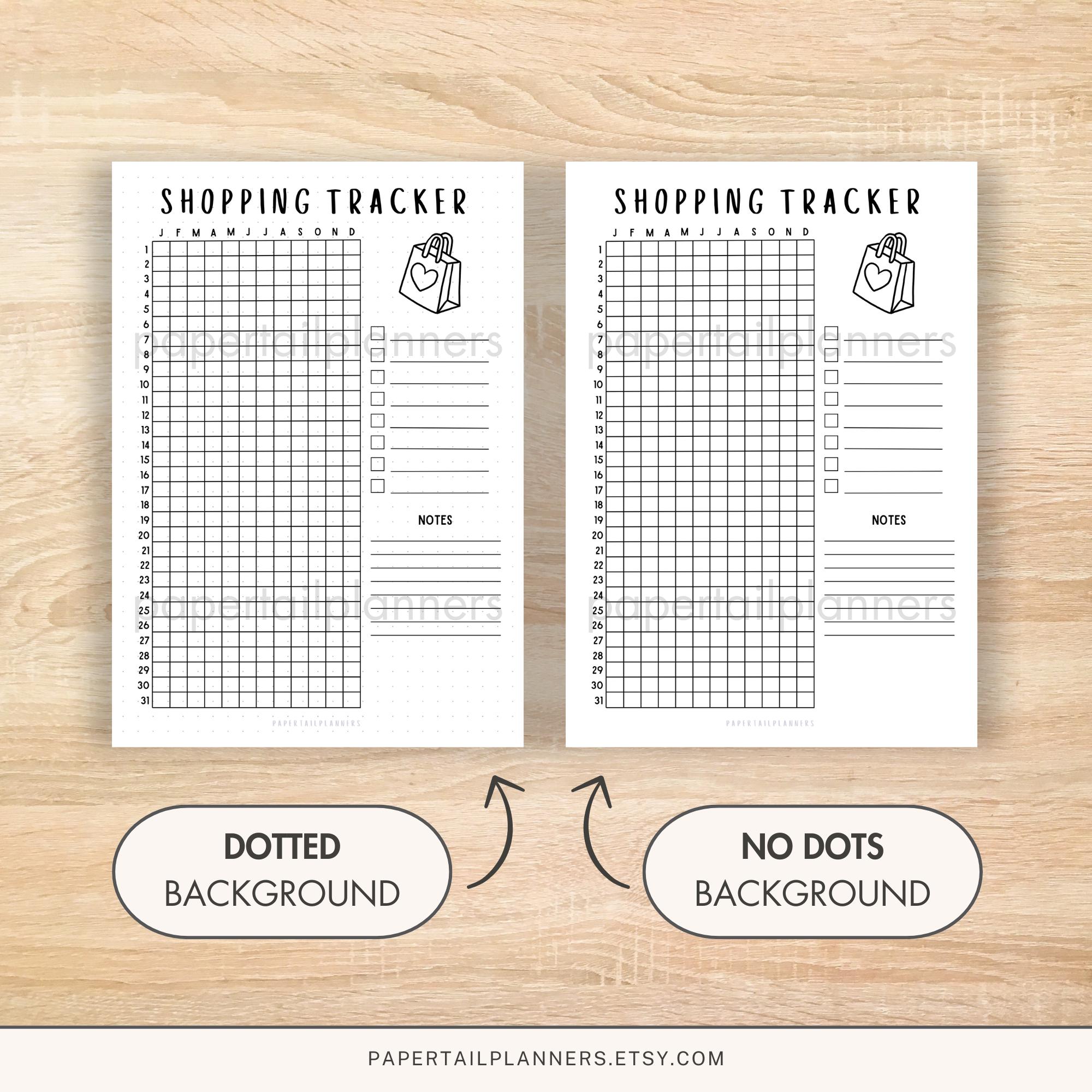Shopping Tracker | Printable Journal Page | Planner Page | Shopping ...