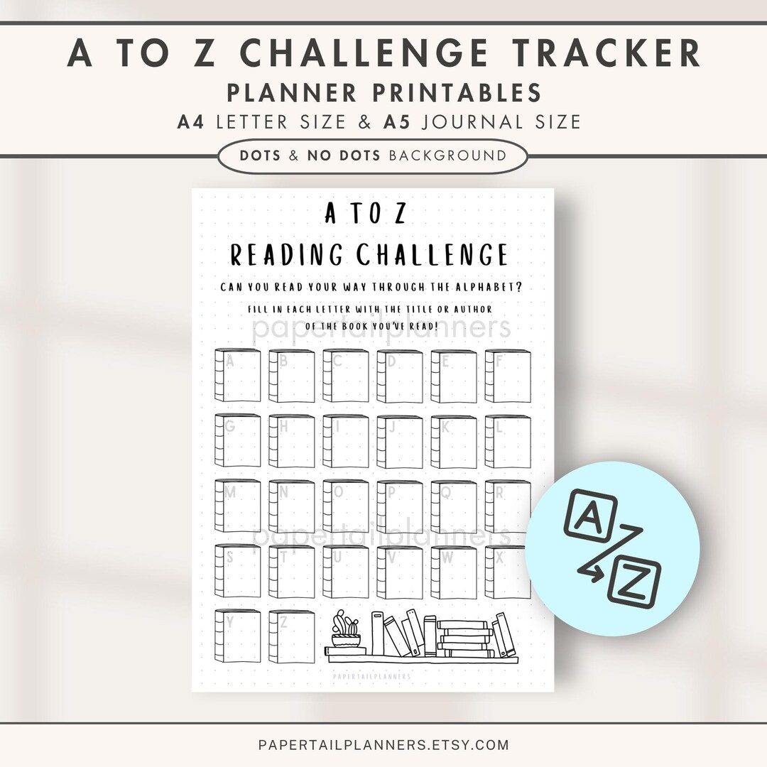 A to Z Reading Challenge Tracker | Printable Journal Page | Reading ...