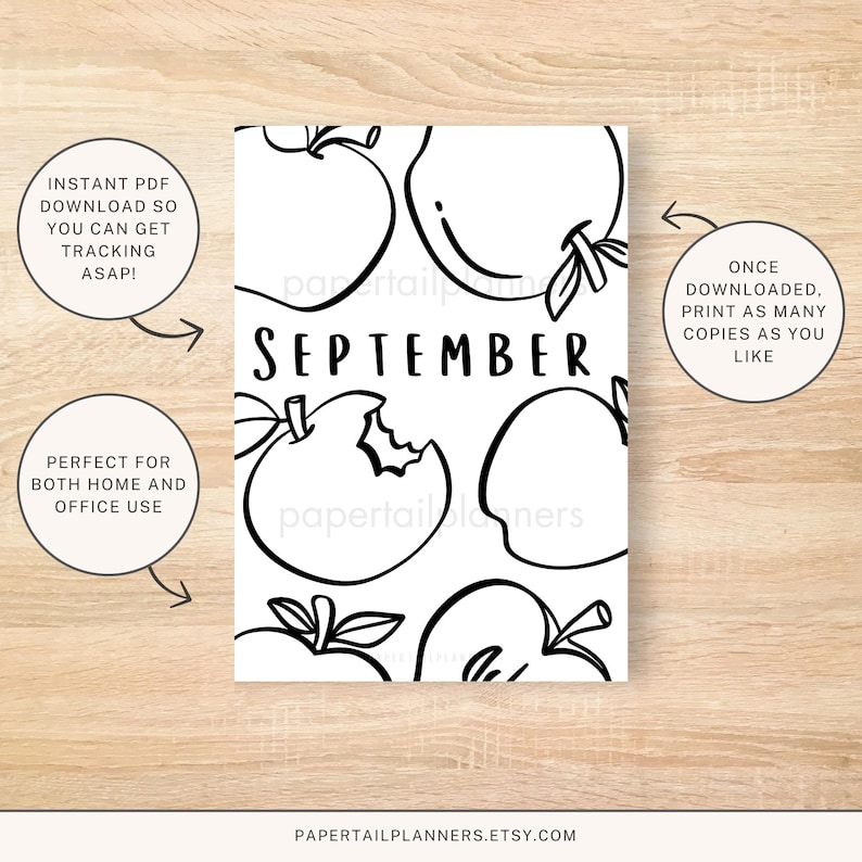 September Apple Cover Page | Printable Journal Page | Monthly Cover ...
