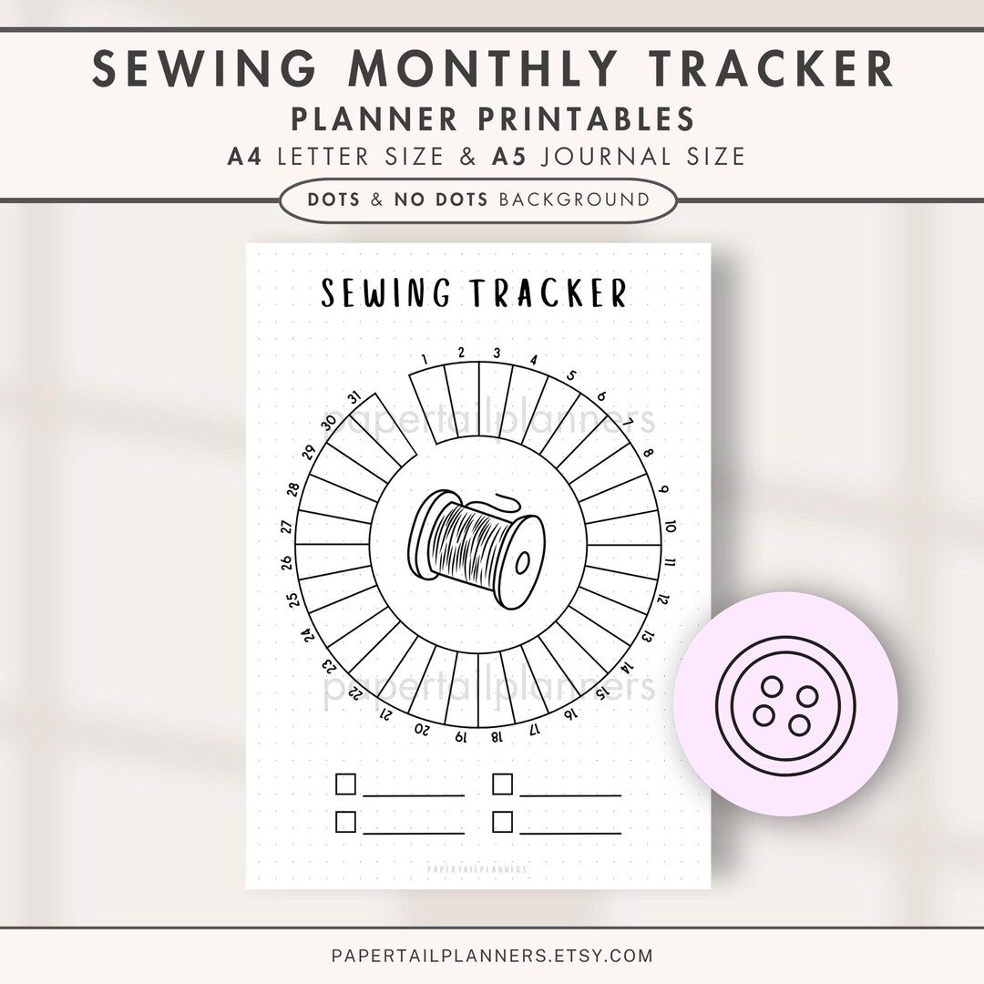 Sewing Tracker | Printable Journal Page | Monthly Tracker | Habit ...