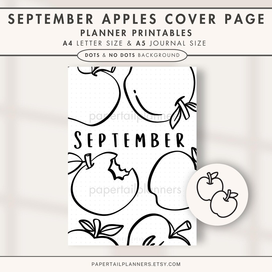 September Apple Cover Page | Printable Journal Page | Monthly Cover ...