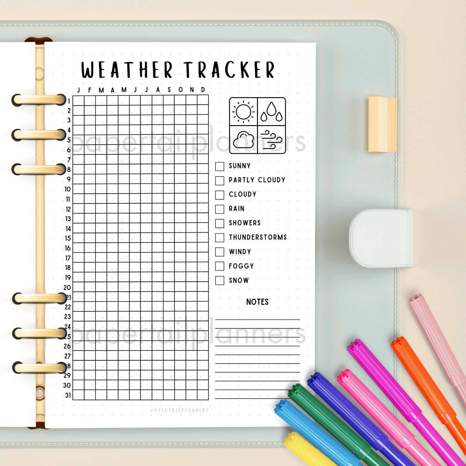 Weather Tracker | Printable Journal Page | Planner Page | Daily Tracker ...
