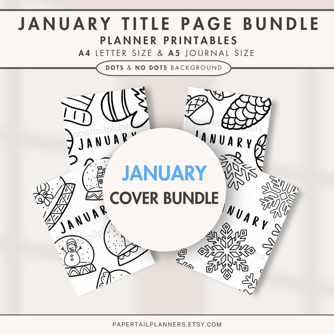 January Cover Pages Bundle | 12 Month Cover Pages | Printable Title ...