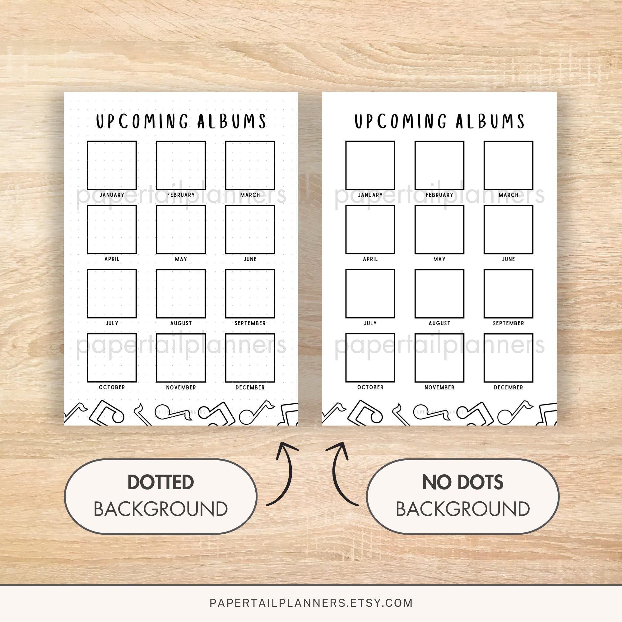 Upcoming Albums Tracker | Printable Journal Page | Music Tracker ...