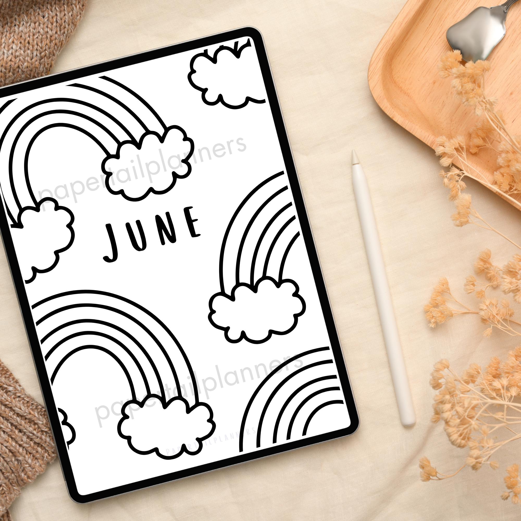 June Rainbow Cover Page | Printable Journal Page | Monthly Cover Page ...