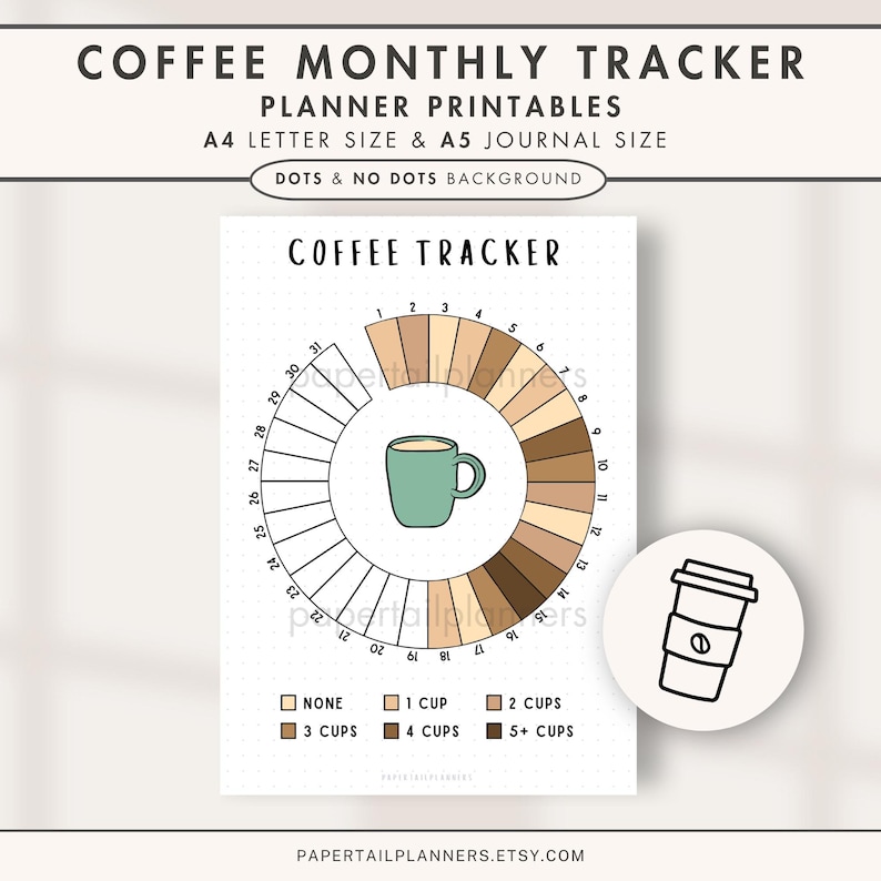 Coffee Tracker | Printable Journal Page | Planner Page | Health Tracker ...