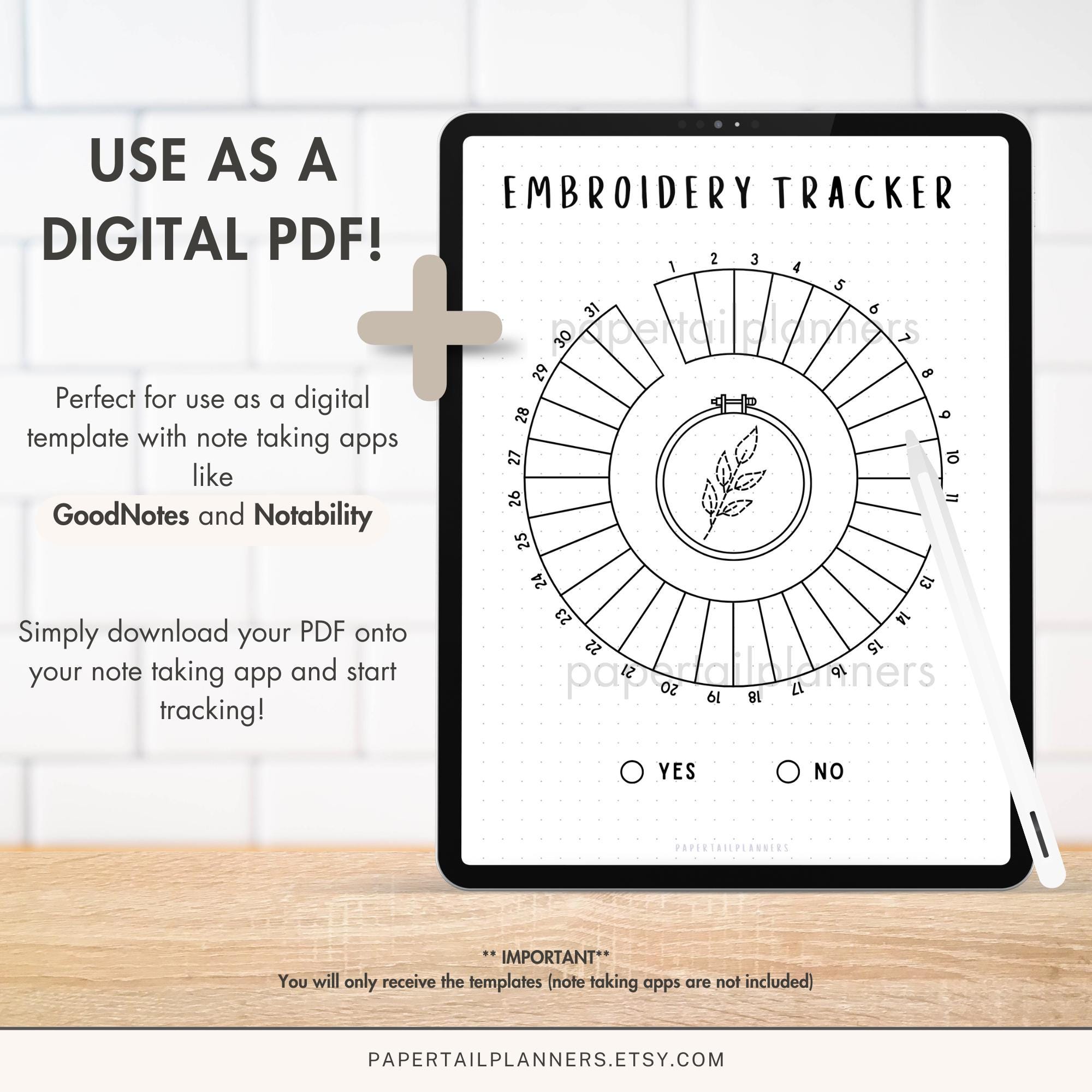 Embroidery Tracker | Printable Journal Page | Monthly Tracker | Habit ...