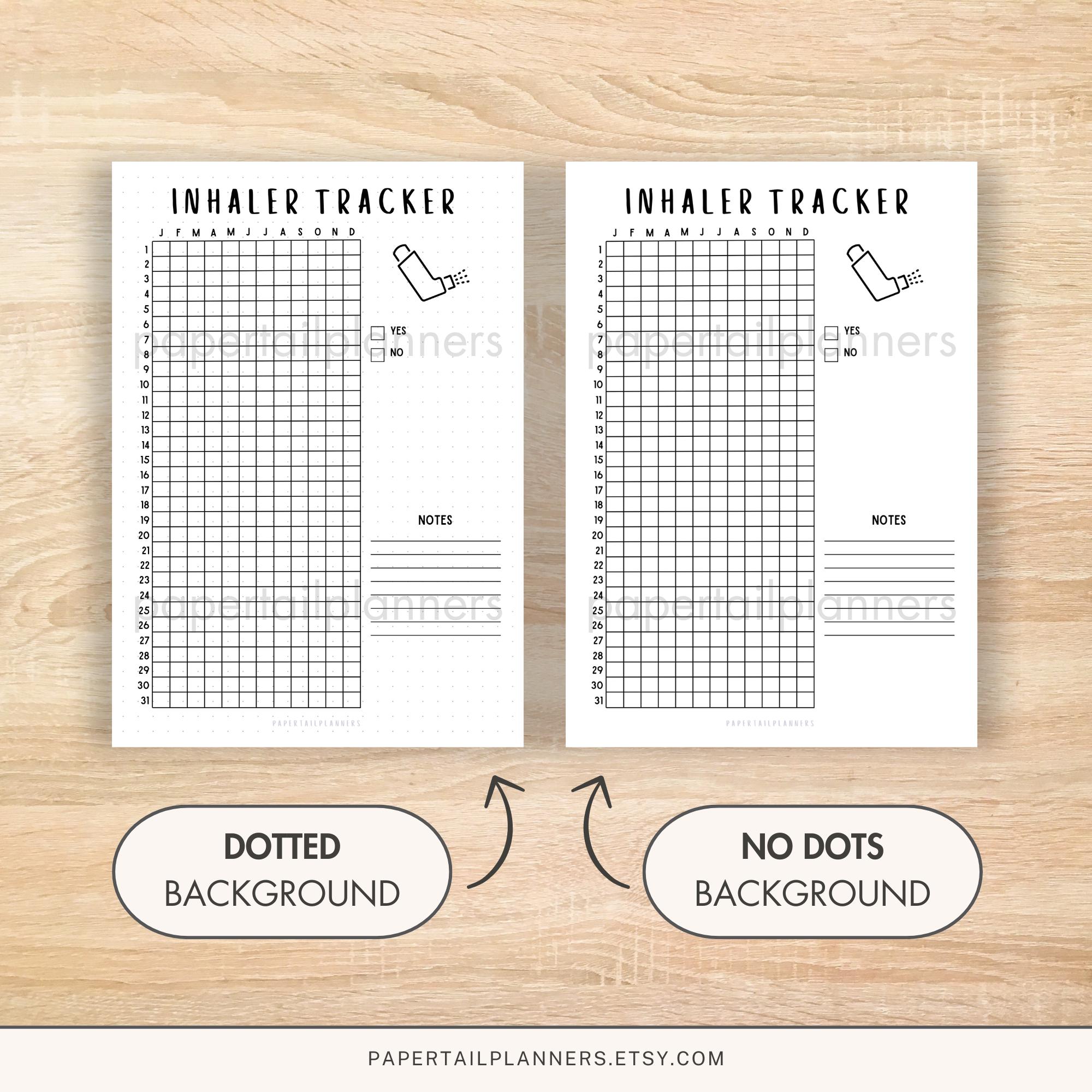 Inhaler Tracker | Printable Journal Page | Asthma Log | Health Tracker ...