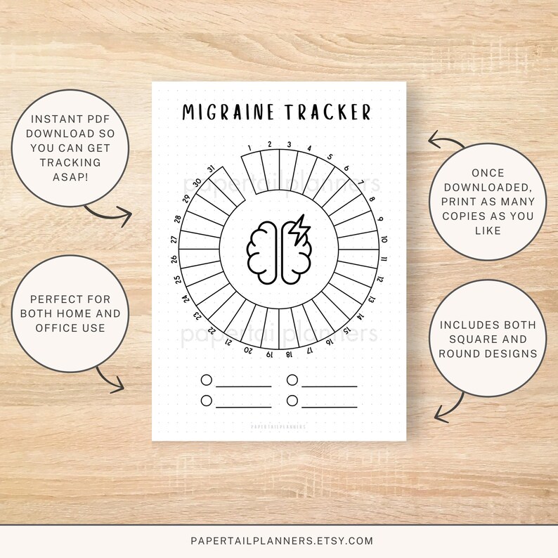 Migraine Tracker | Printable Journal Page | Monthly Tracker | Headache ...