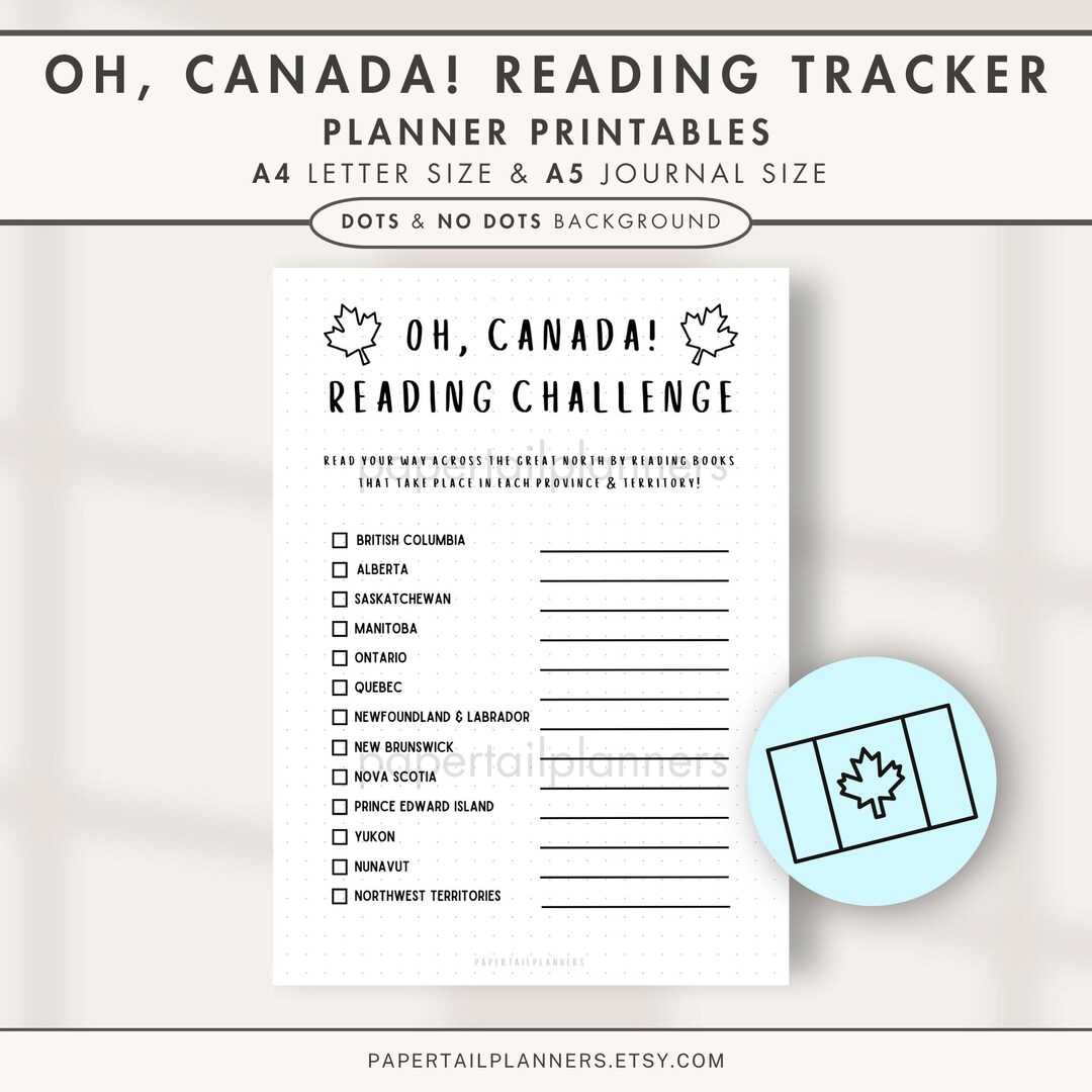 Oh, Canada! Reading Challenge Tracker | Printable Journal Page ...
