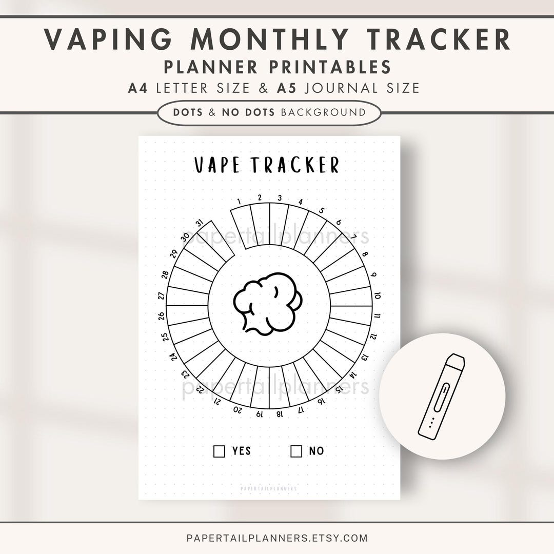 Vape Tracker | Printable Planner Pages | A5 Printable Vaping ...