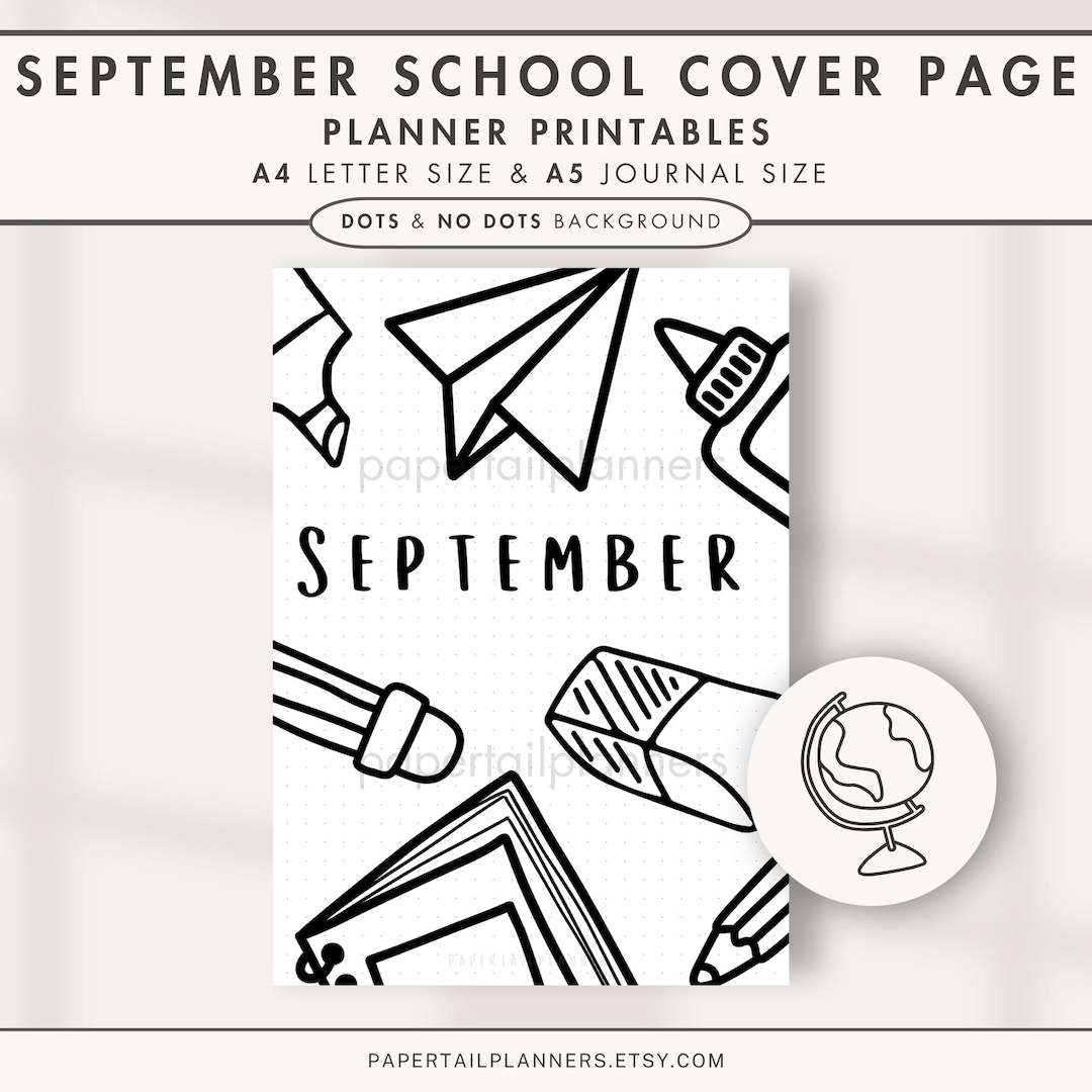 September School Cover Page | Printable Planner/journal Page (A4/A5 ...