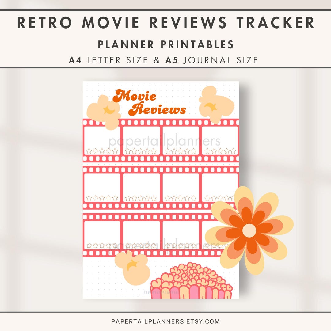Retro Movie Tracker Printable Journal Page Printable Planner Page Movie ...