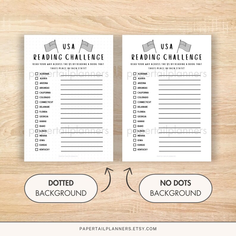 USA Reading Challenge Tracker | Printable Journal Page | Reading ...