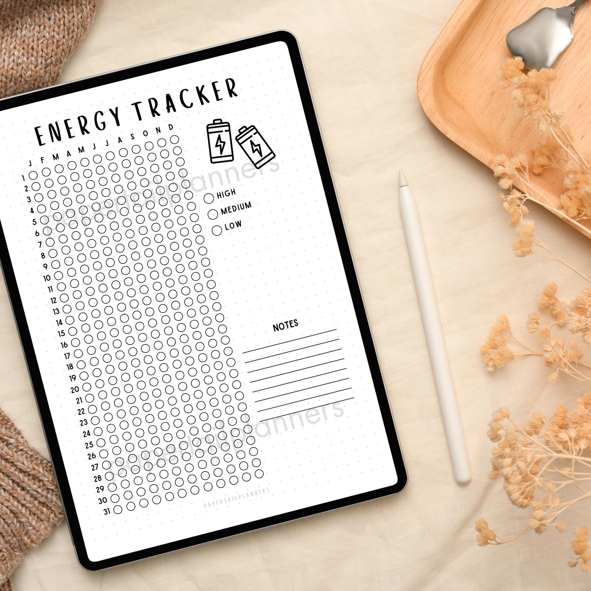 Energy Tracker | Printable Journal Page | Planner Page |daily Tracker ...