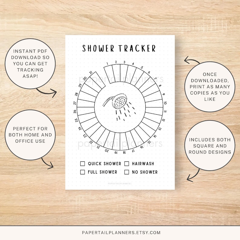 Shower Tracker Printable Journal Page Planner Page Daily Tracker Hair ...