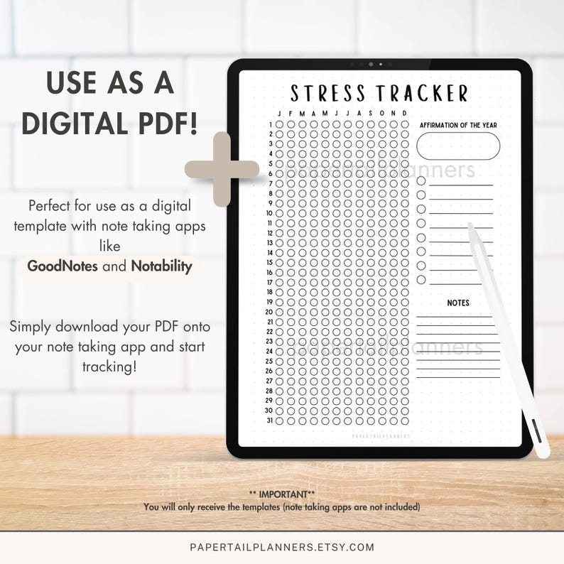 Stress Tracker Printable Journal Page Stress Log Habit Tracker Stress Journal Track Stress ...