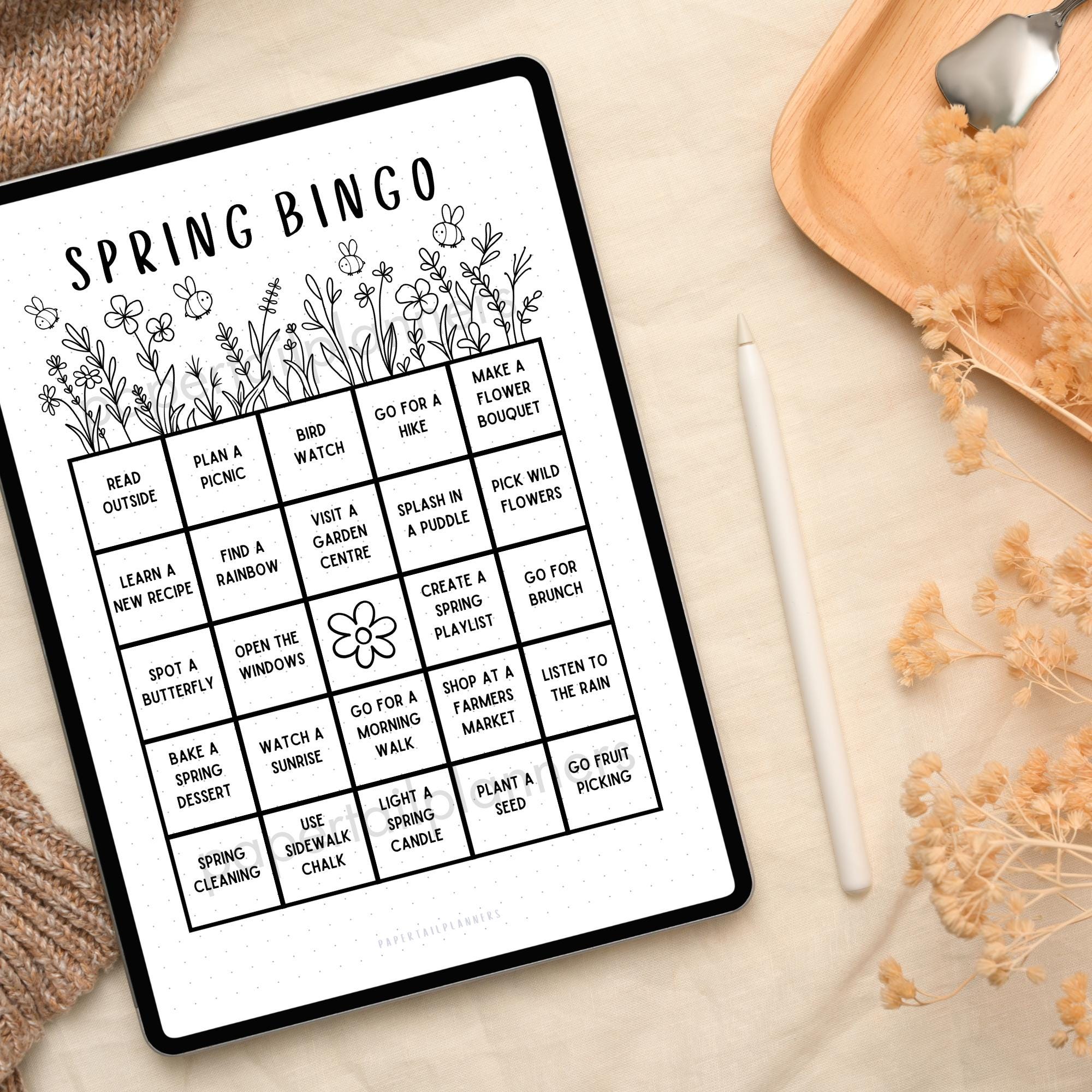 Spring Bingo Tracker | Printable Journal Page | Spring to Do List ...