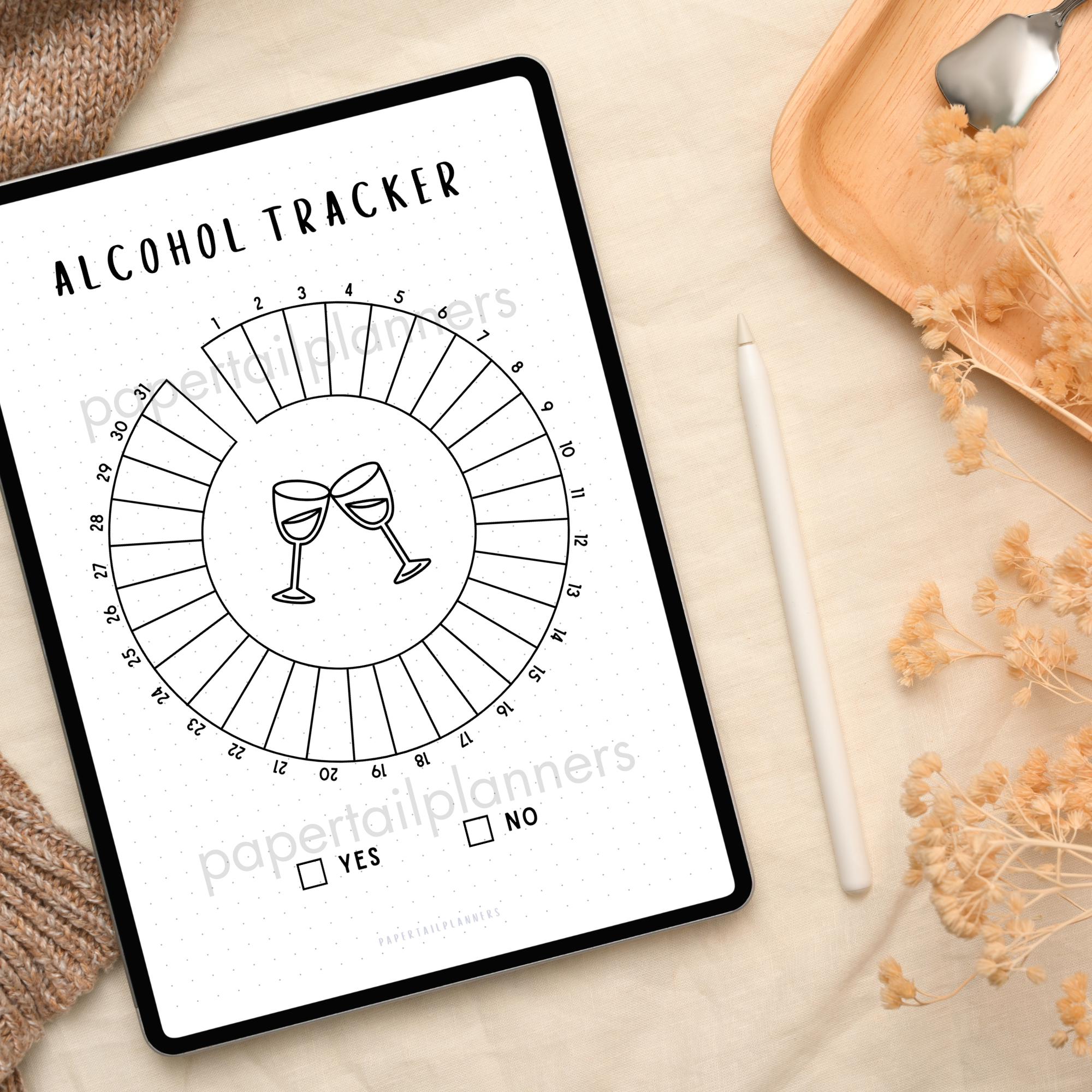 Alcohol Tracker | Printable Journal Page | Planner Page | Monthly ...