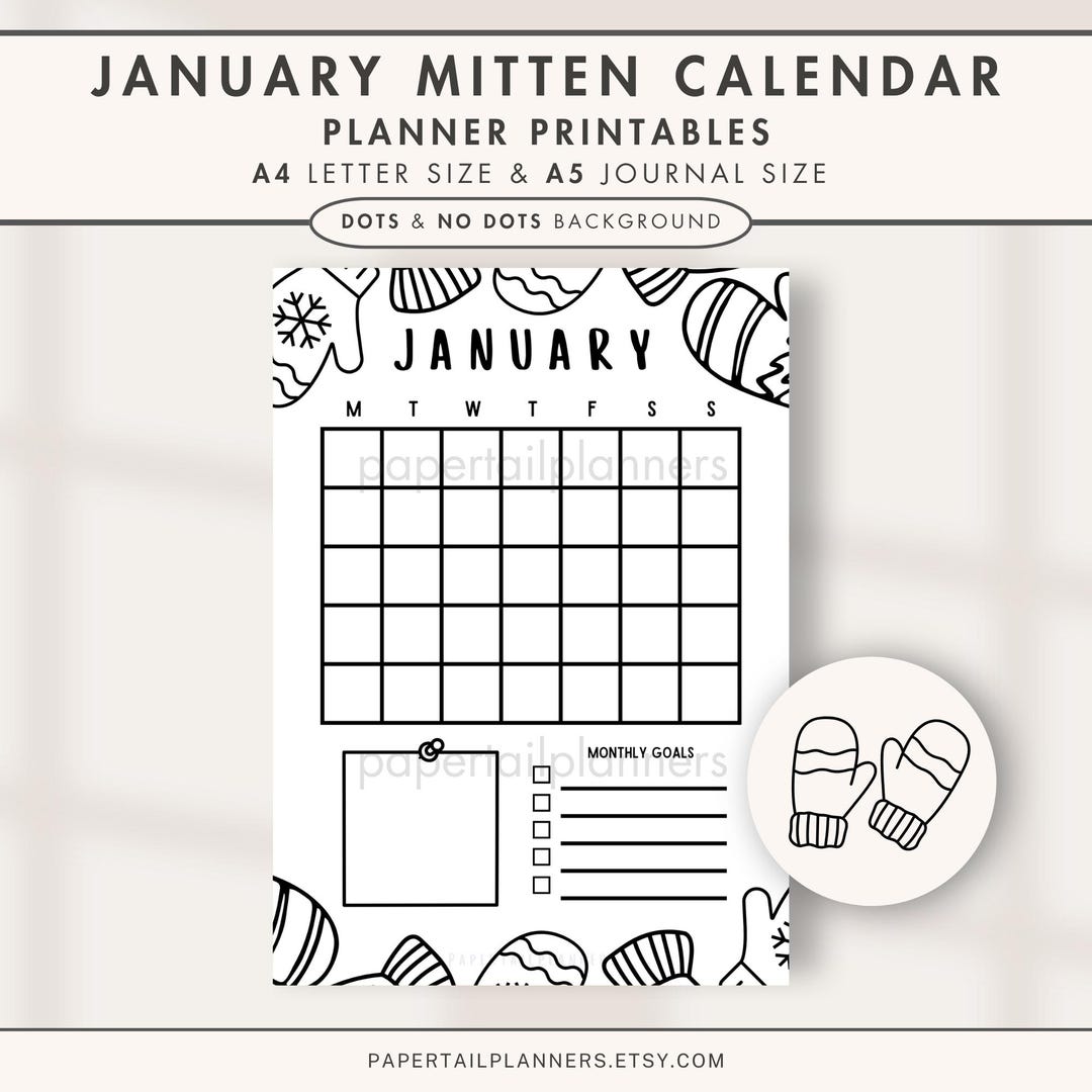 January Calendar | Printable Planner Page | Monthly Planner | Printable ...