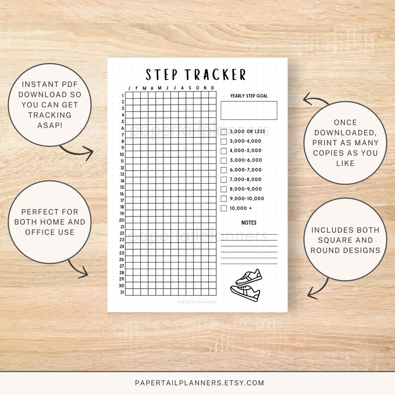 Step Tracker Printable Journal Page Planner Page Daily Tracker Monthly ...