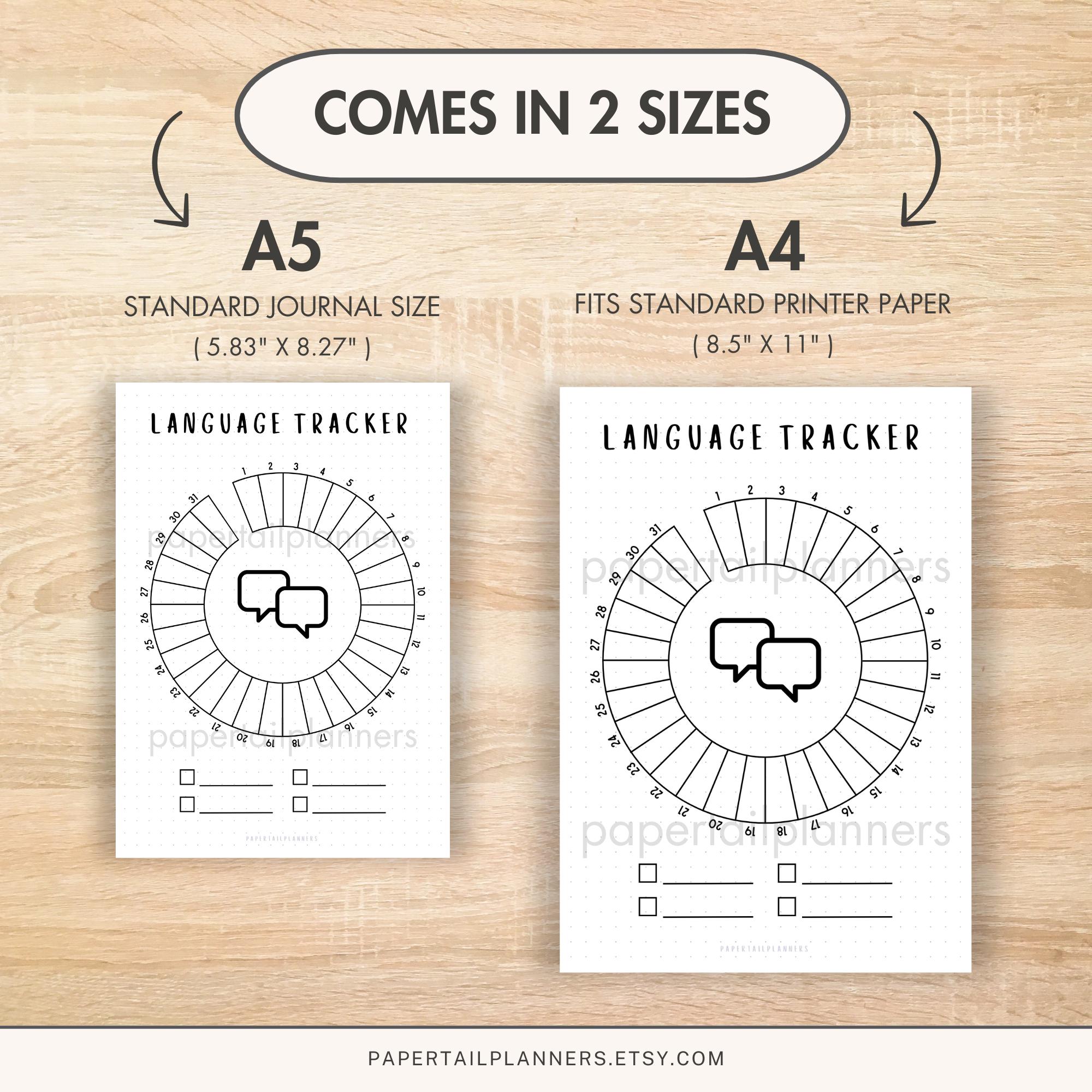 Language Tracker | Printable Journal Page | Monthly Tracker | Habit ...