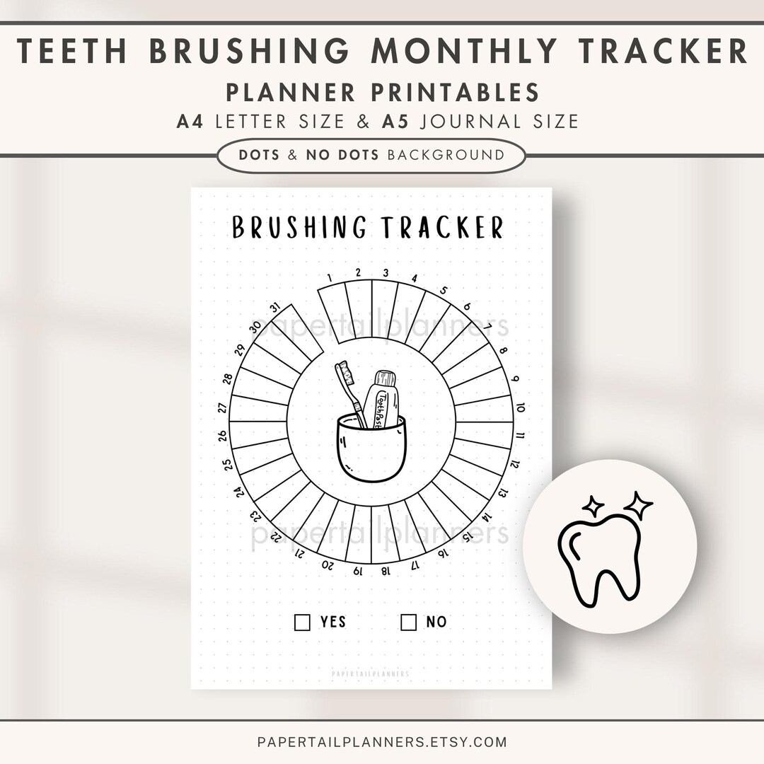 Teeth Brushing Tracker | Printable Journal Page | Dental Hygiene ...
