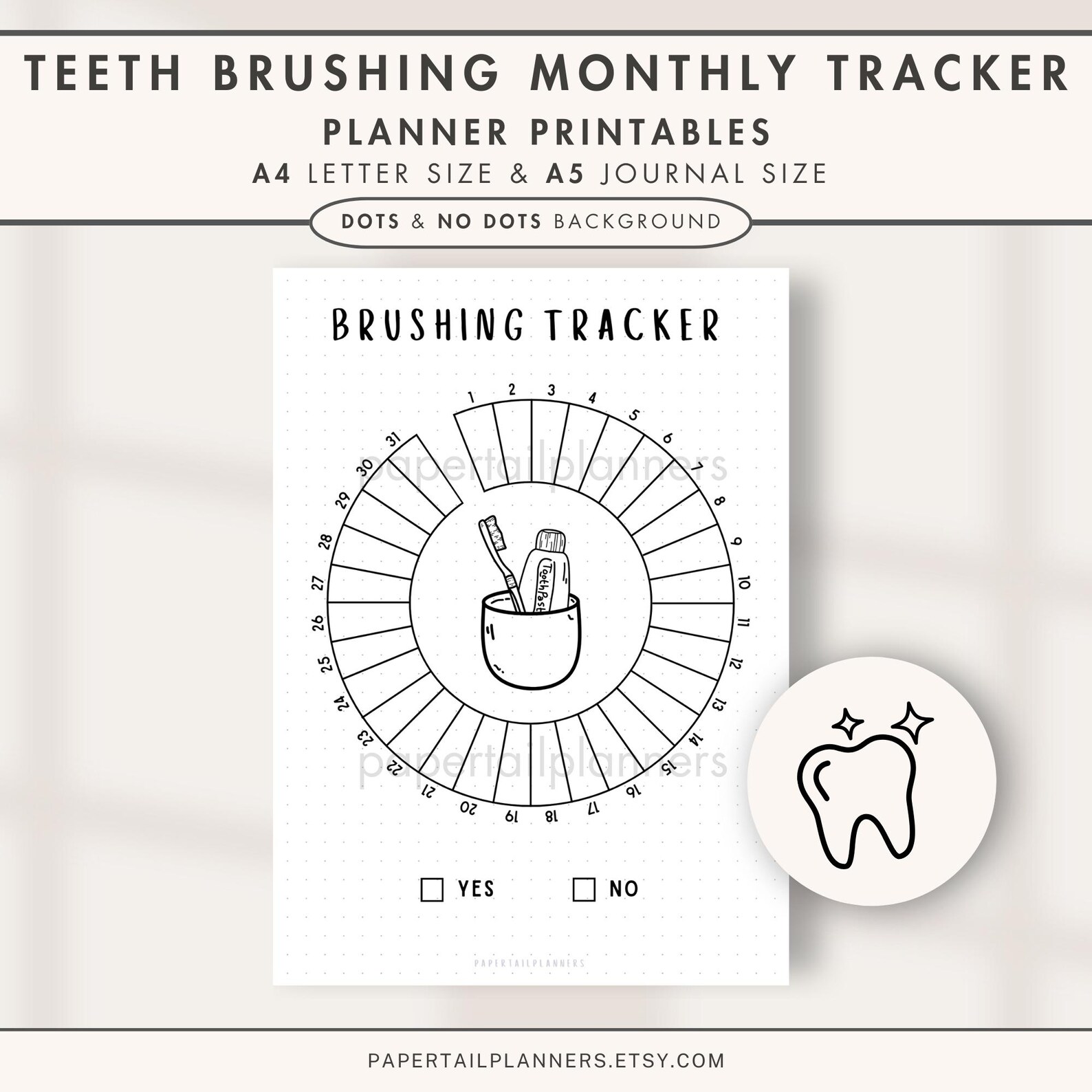 Teeth Brushing Tracker | Printable Journal Page | Dental Hygiene ...