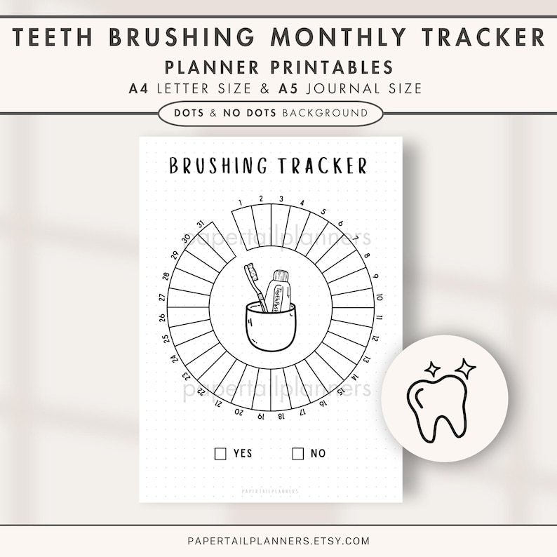 Teeth Brushing Tracker | Printable Journal Page | Dental Hygiene ...