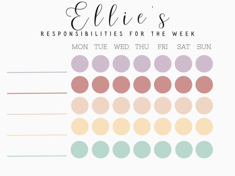 Kids Chore Chart, Printable Chore Chart, Responsibility Chart, Kids ...