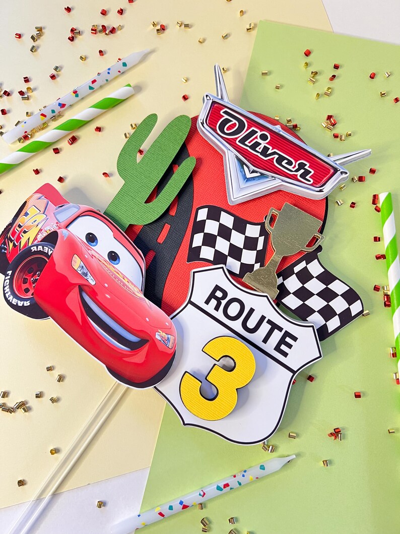 Cars Cake Topper Cars Party Custom Mcqueen Cake Topper Decor Red Car ...