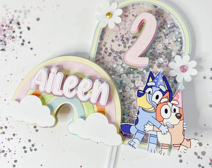 Bluey Cake Toppers Bluey Birthday Bluey and Bingo Blue Dog Cake Topper ...