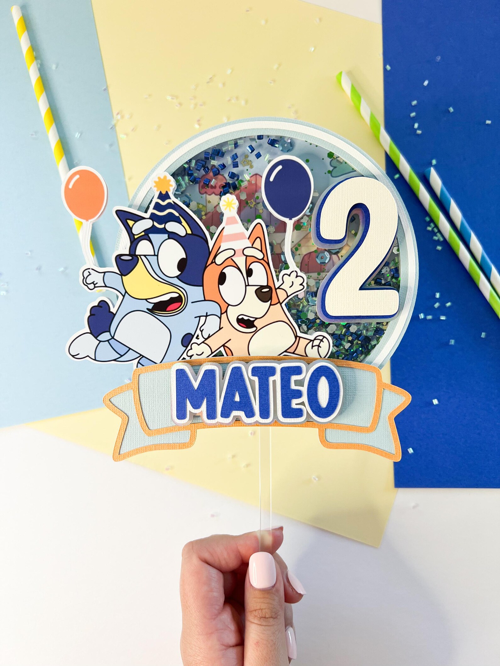 Bluey Cake Topper Bluey Birthday Bluey and Bingo Blue Dog Cake Topper ...