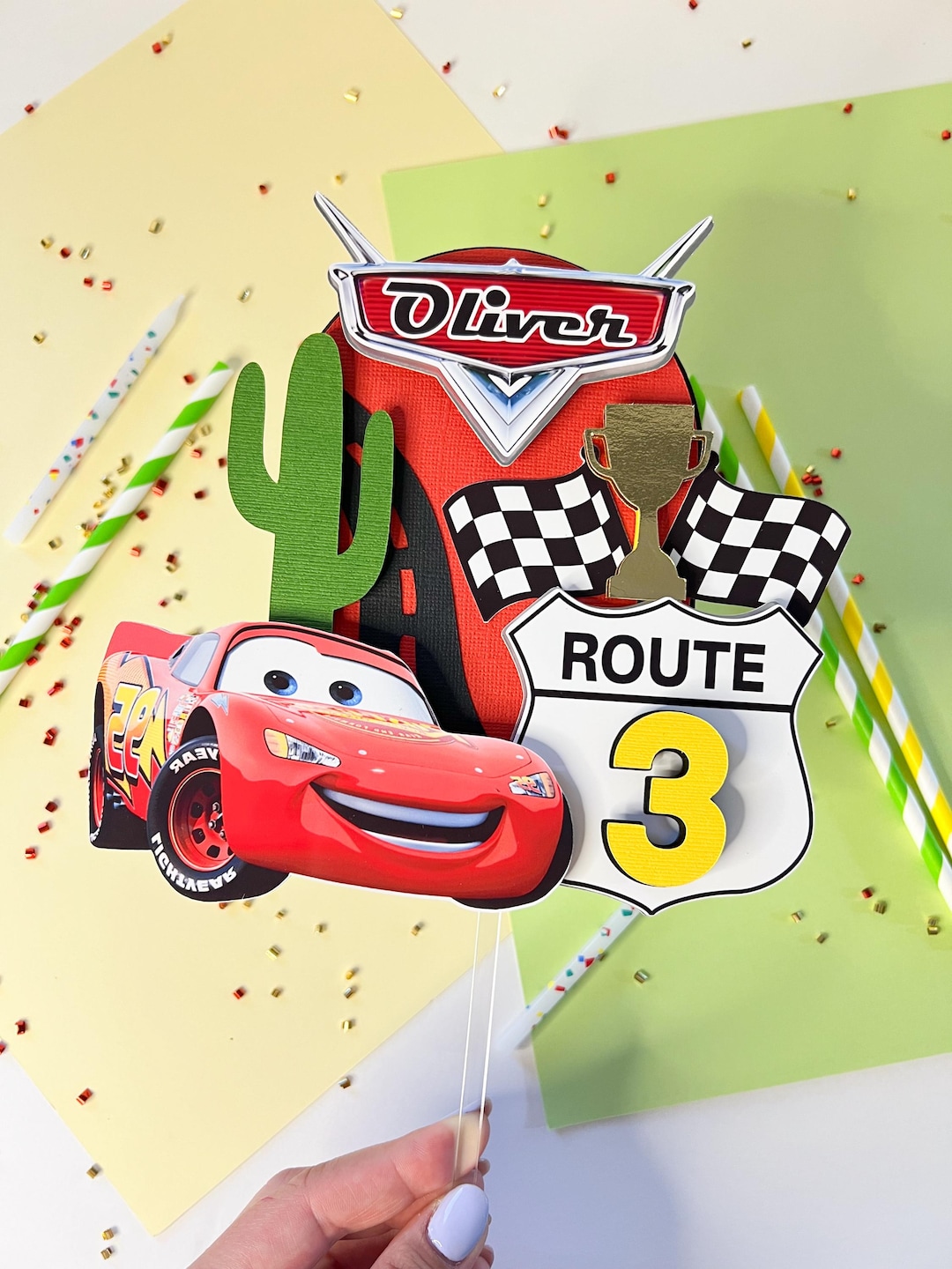 Cars Cake Topper Cars Party Custom Mcqueen Cake Topper Decor Red Car ...