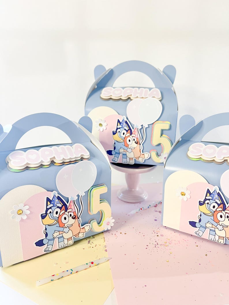 Bluey Party Favor Boxes Gable Boxes Bluey Birthday Bluey and Bingo ...