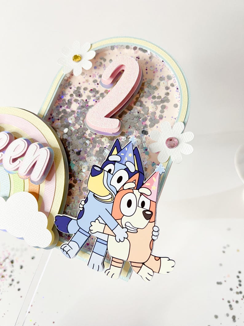 Bluey Cake Toppers Bluey Birthday Bluey and Bingo Blue Dog Cake Topper ...