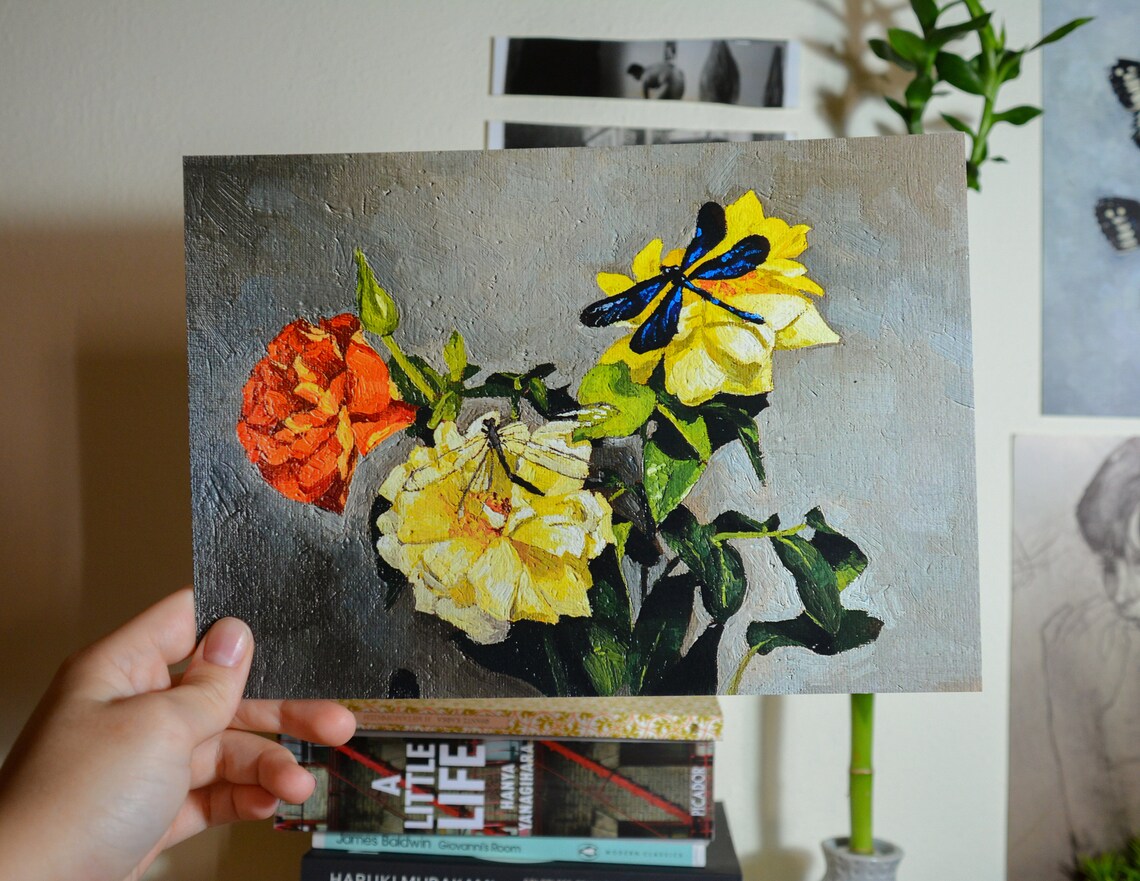 Flower and Insects Art Print - Etsy