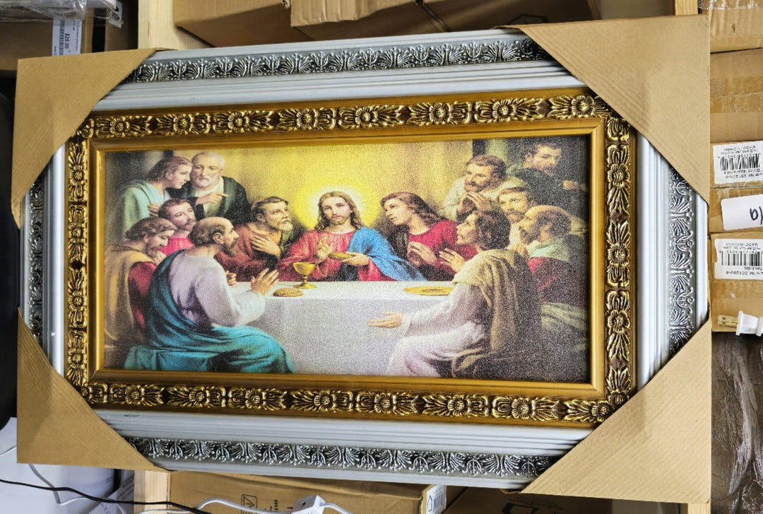 Last Supper Picture Frame - Ultima Cena Caudro Silver and Gold Resin ...