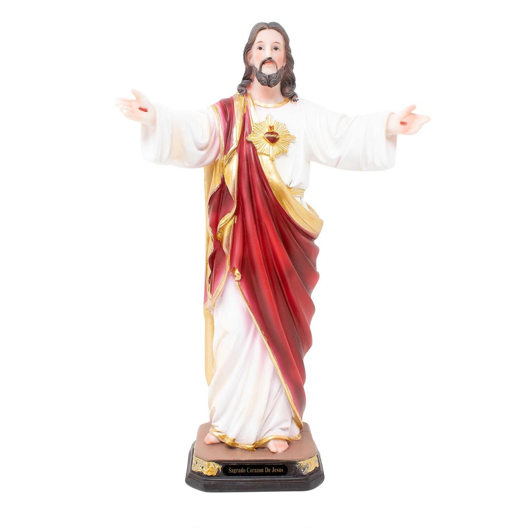 Scared Heart of Jesus Statue Durable Resin Vivid Colors 8 Inches ...