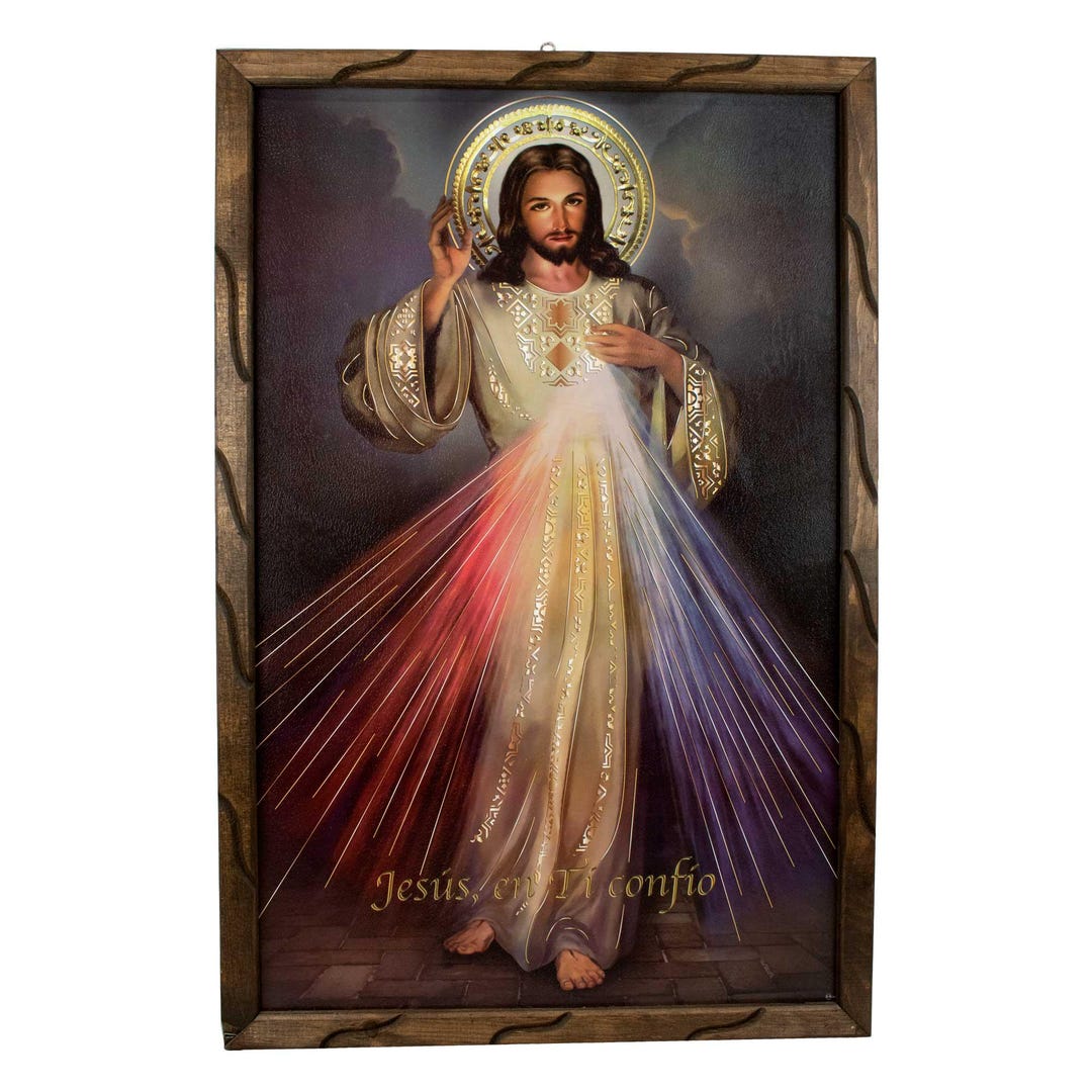Mrcjsales - Divine Mercy Gold – Rustic Frame, Multiple Sizes, Mexican ...
