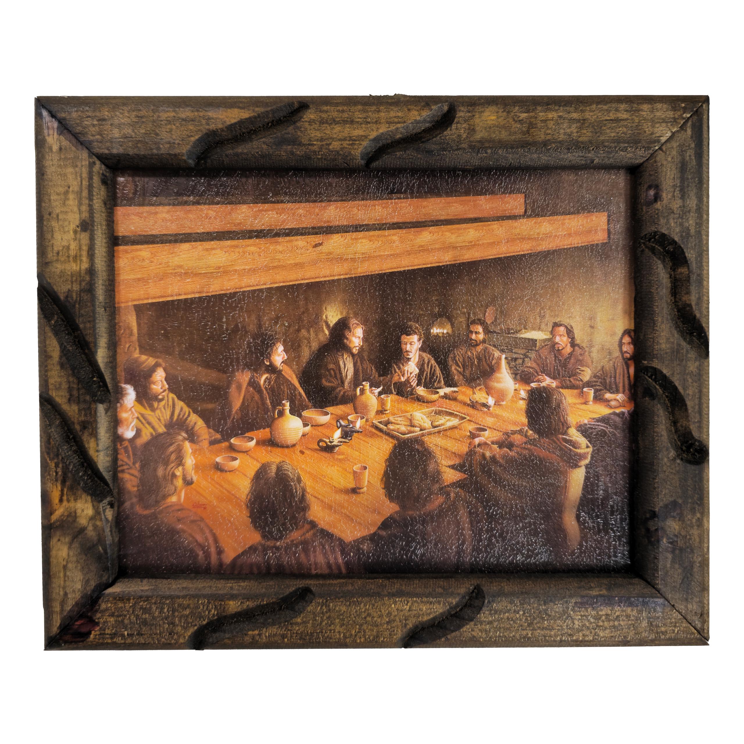 Last Supper Painting Ultima Cena Rustic Frame for Home Decor Church ...