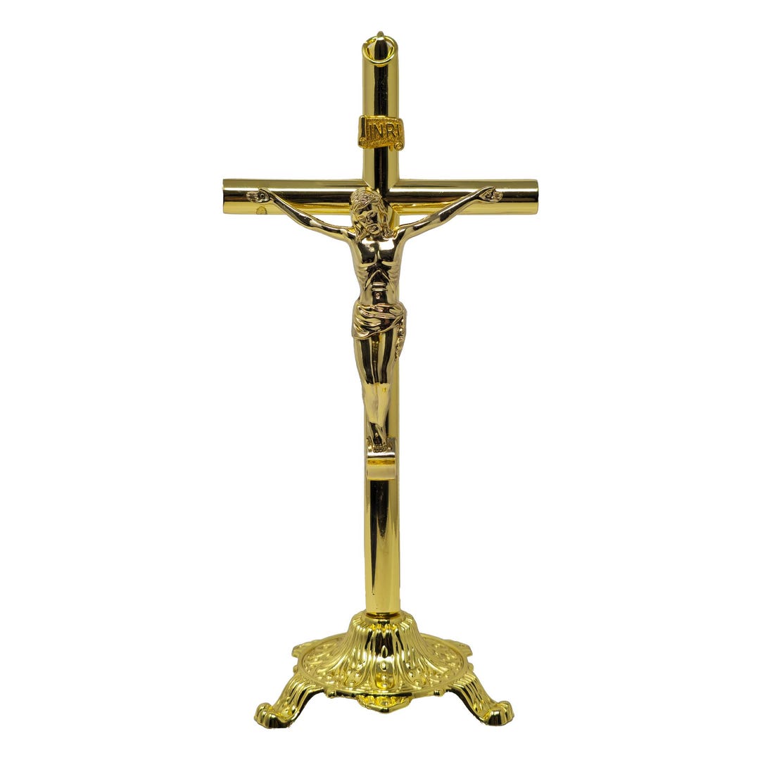 Mrcjsales - Crucifix Gold | Removable Base | Metal Cross for Church ...