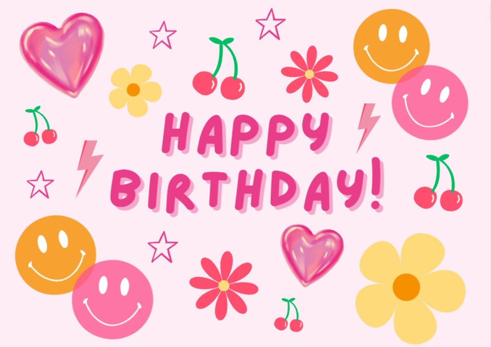 Pink Happy Birthday Card - Etsy