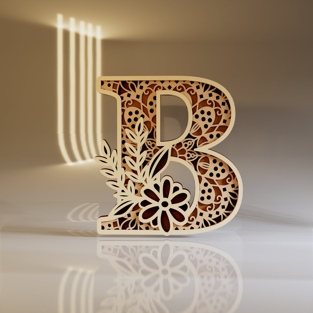 Letter B SVG, Floral Alphabet PNG, Laser Ready Files, Instant Download ...